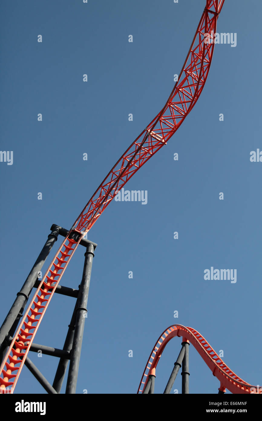 roller coaster rails with a blue sky Stock Photo - Alamy