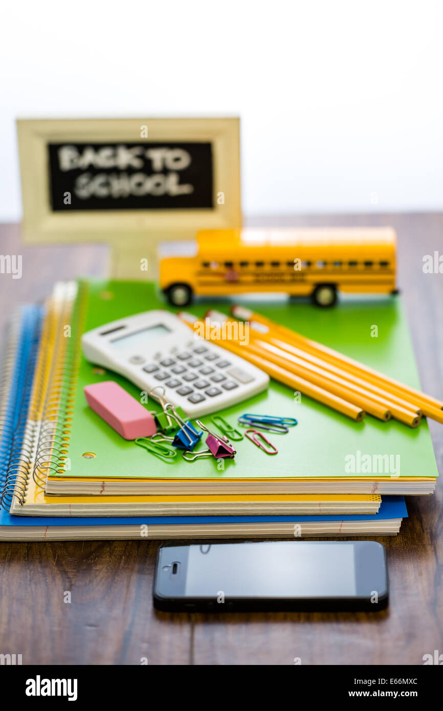 New school supplies prepared for new school year Stock Photo - Alamy