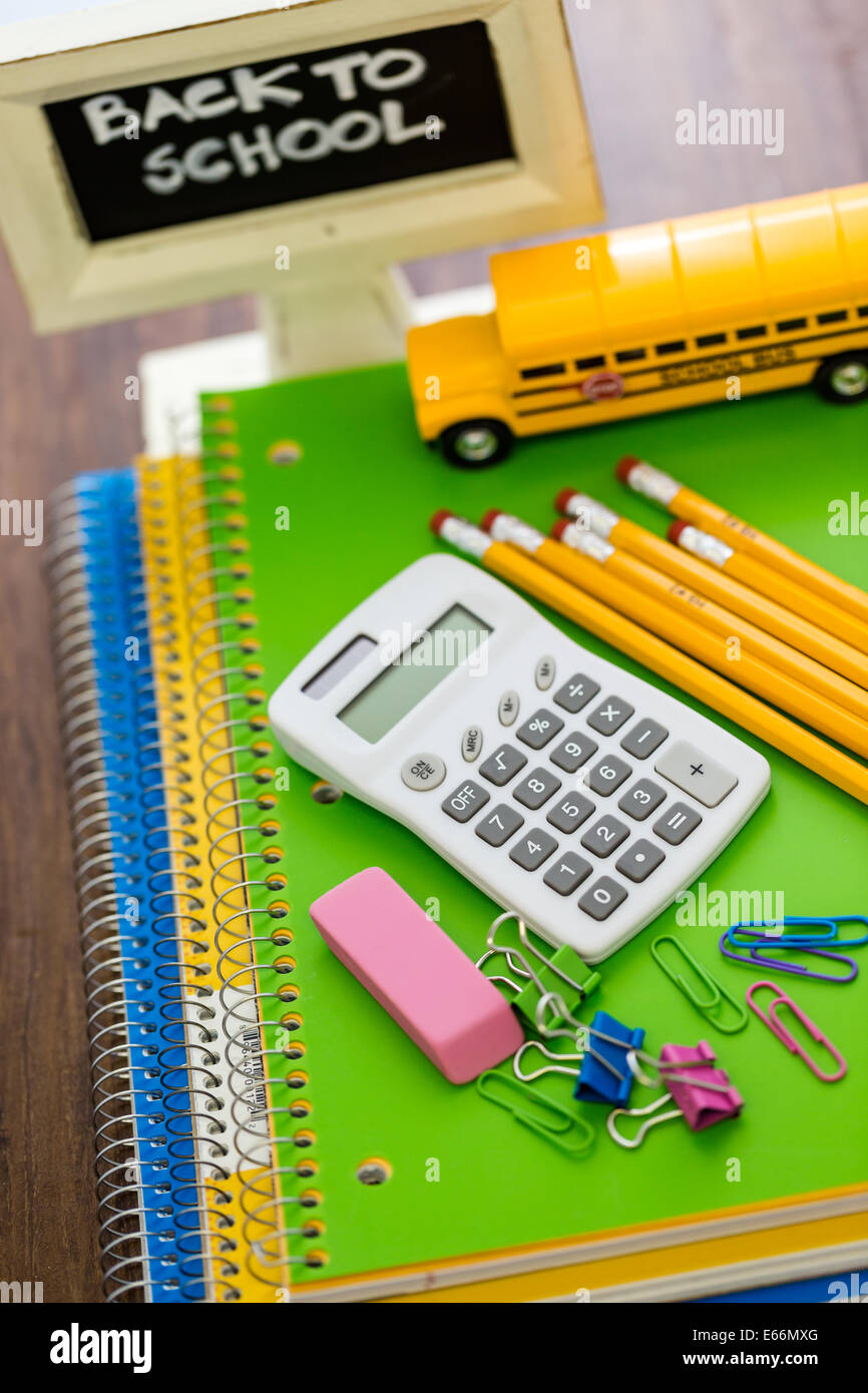 New school supplies prepared for new school year Stock Photo - Alamy