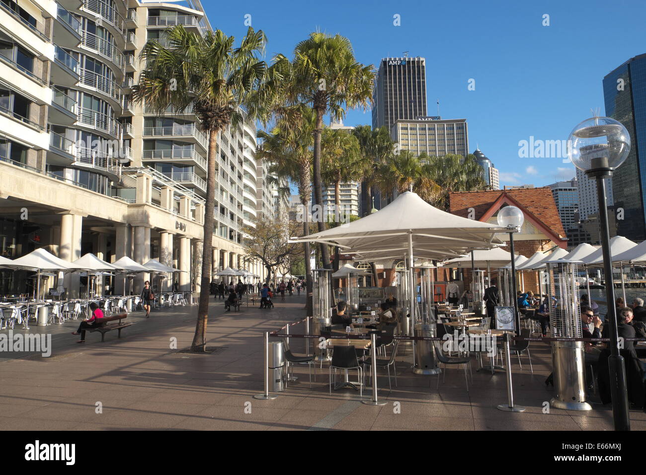 East circular quay in sydney city centre with pavement coffee shops and ...