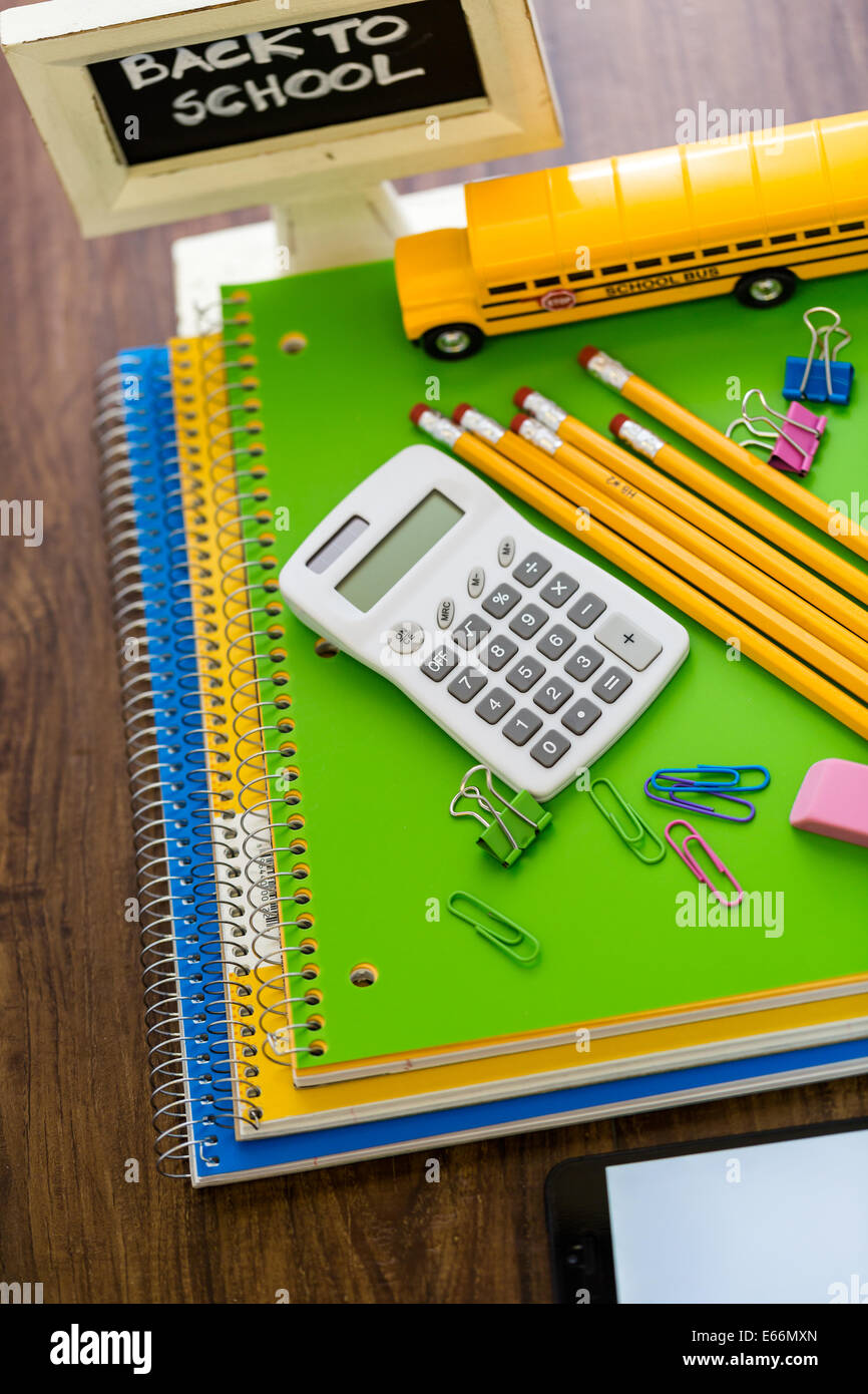 New school supplies prepared for new school year Stock Photo - Alamy