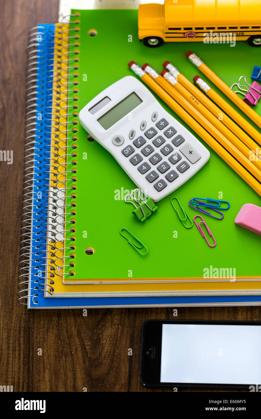 New school supplies prepared for new school year Stock Photo - Alamy