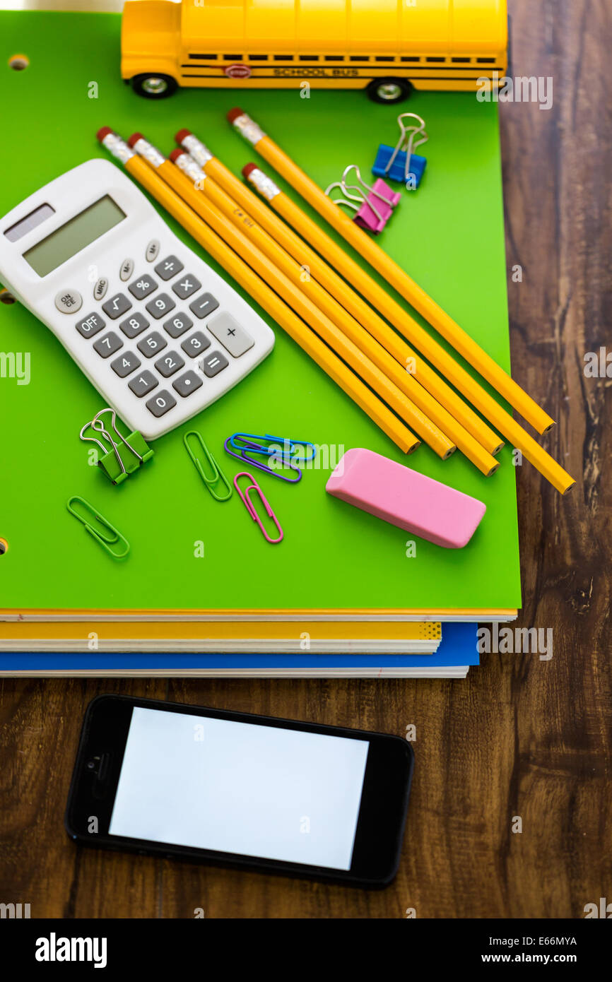 New school supplies prepared for new school year Stock Photo - Alamy