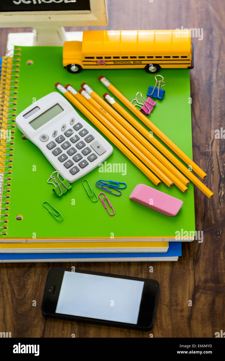 New school supplies prepared for new school year Stock Photo - Alamy