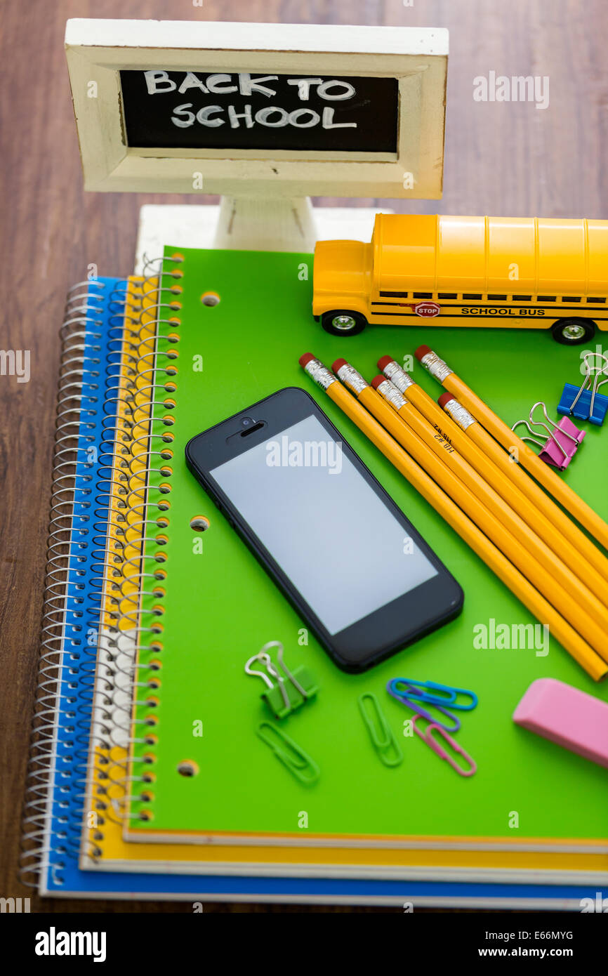 New school supplies prepared for new school year Stock Photo - Alamy