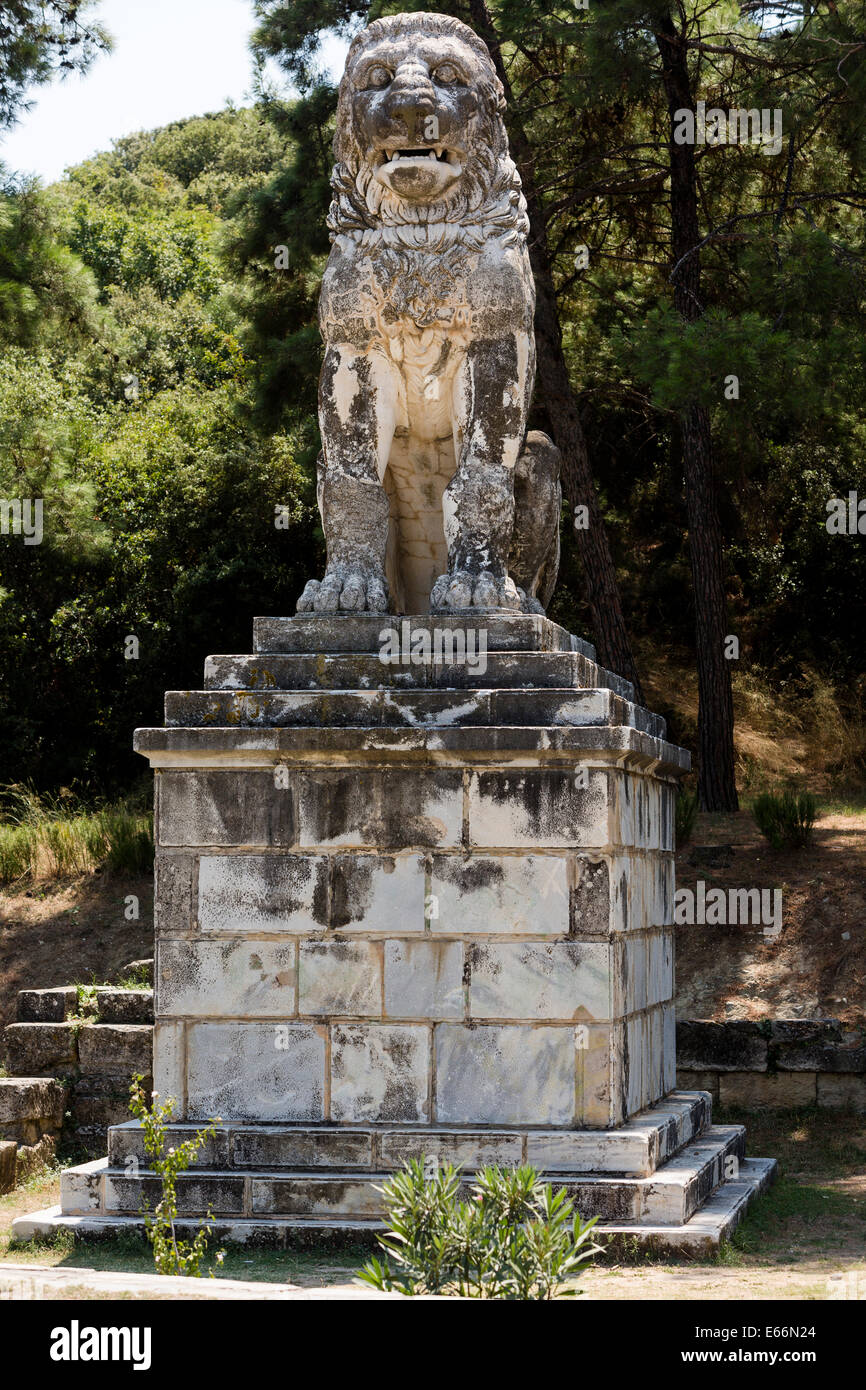 The Lion of Amphipolis in Amphipolis, northern Greece on August 14 ...