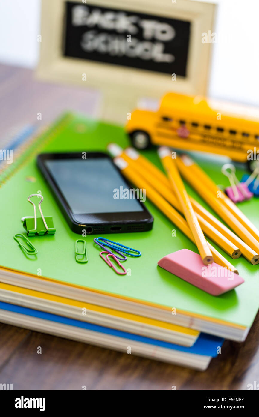 New school supplies prepared for new school year Stock Photo - Alamy
