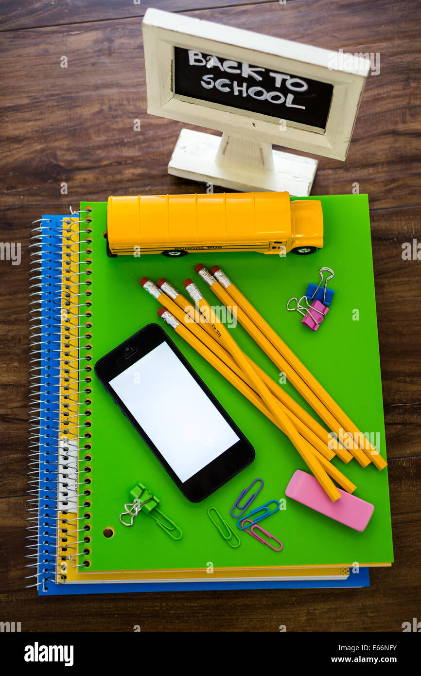 New school supplies prepared for new school year Stock Photo - Alamy