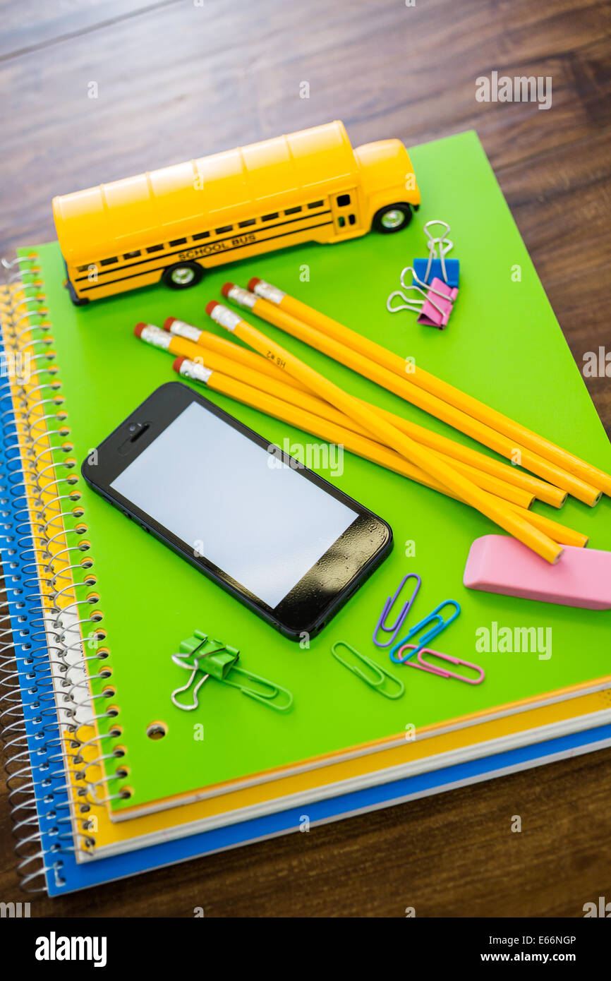 New school supplies prepared for new school year Stock Photo - Alamy