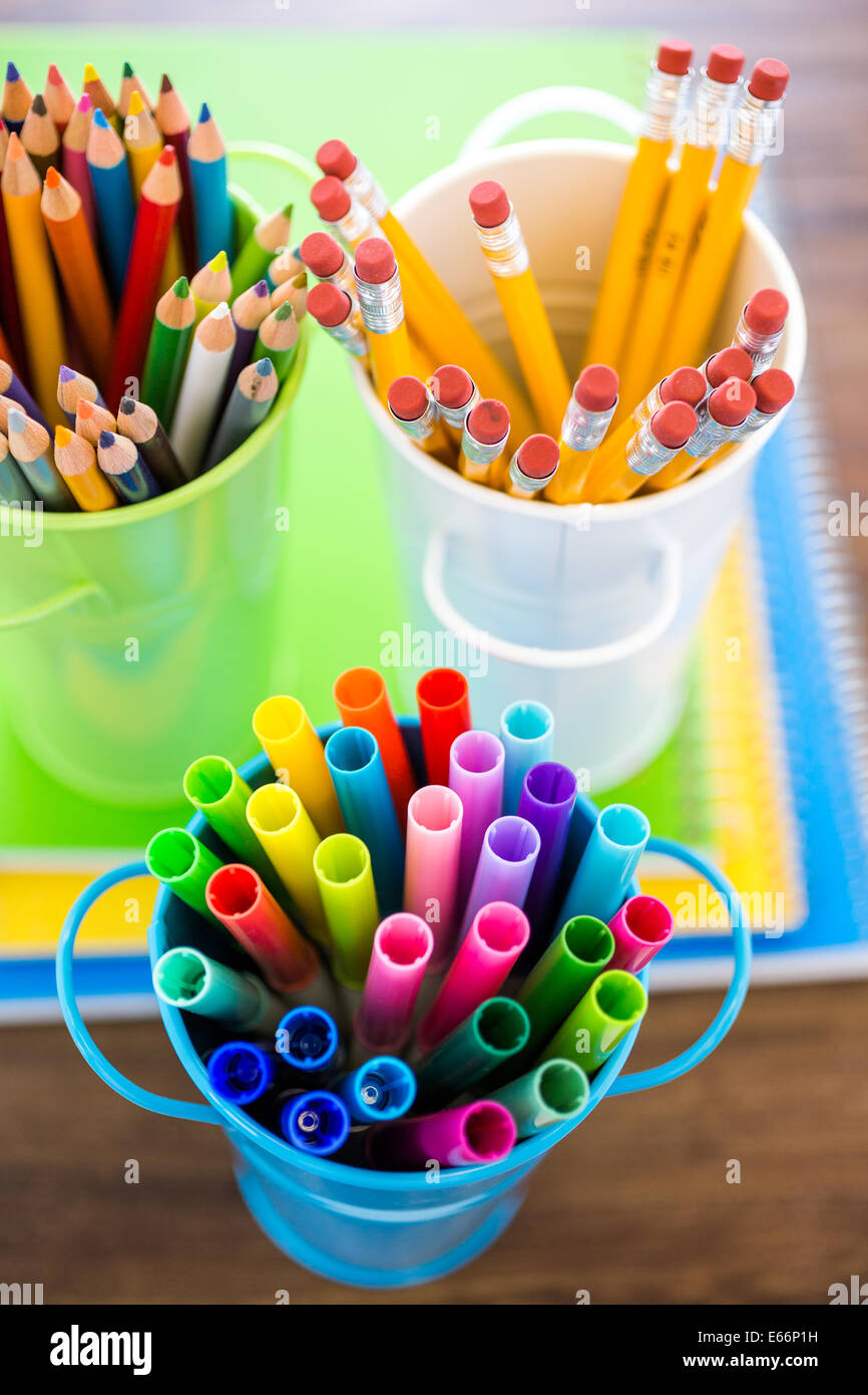 New school supplies prepared for new school year Stock Photo - Alamy