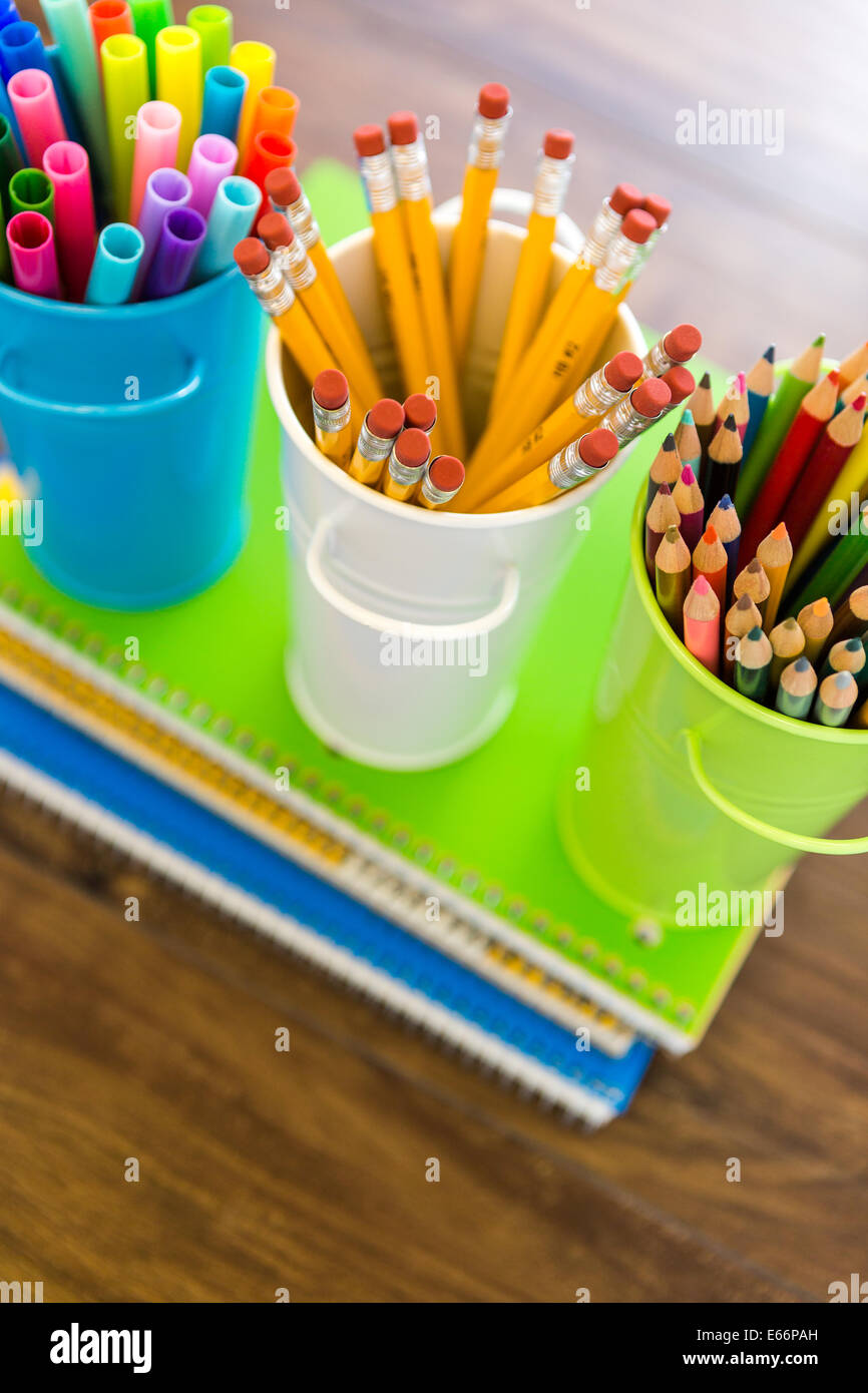 New school supplies prepared for new school year Stock Photo - Alamy
