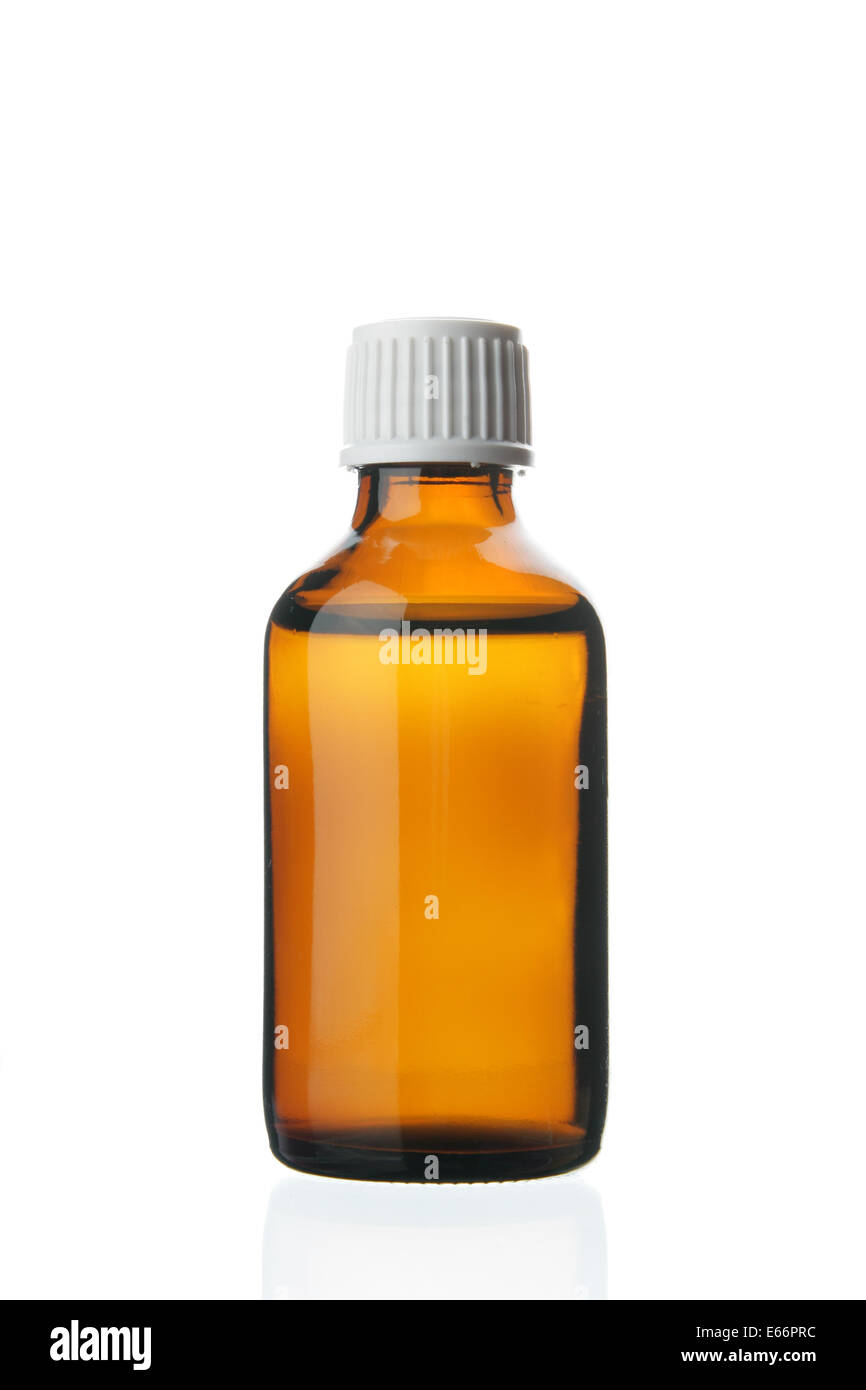 Single small bottle with drug isolated over white background Stock ...