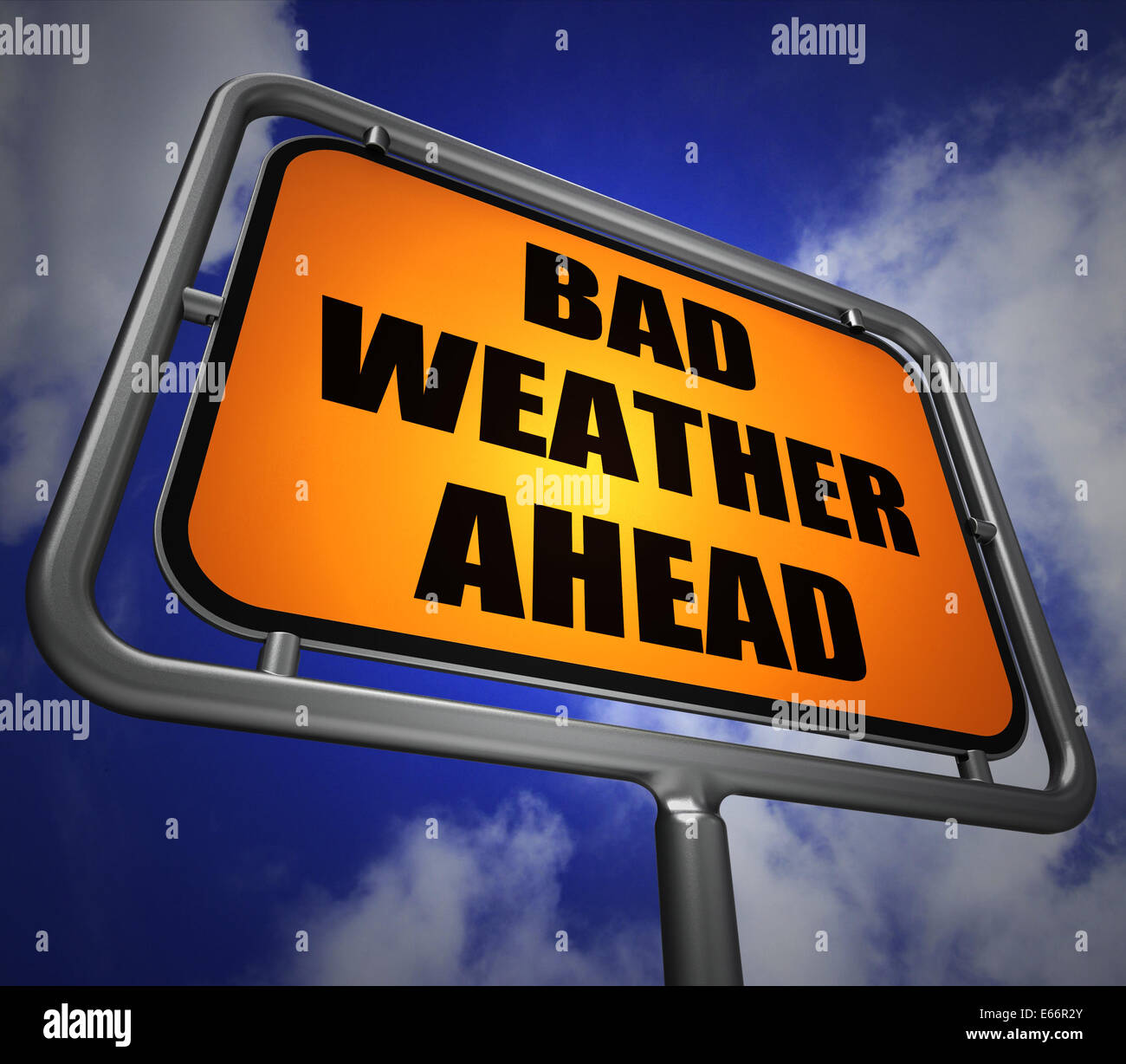 Bad Weather Ahead Signpost Showing Dangerous Prediction Stock Photo - Alamy