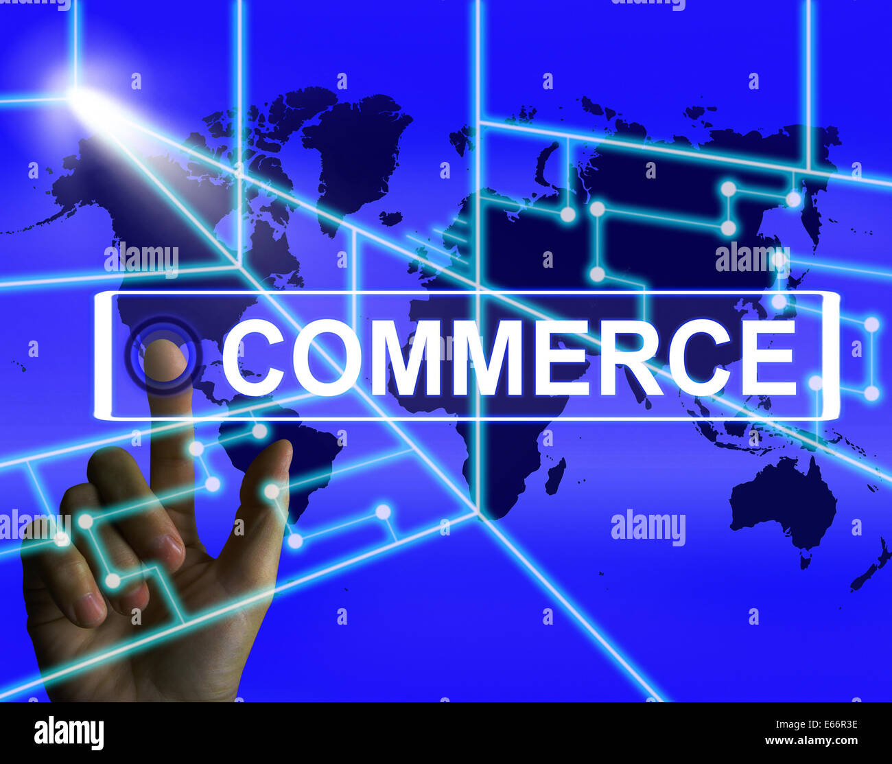 Commerce Screen Showing Worldwide Commercial and Financial Business ...