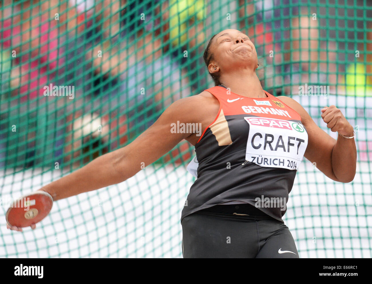 Zurich, Switzerland. 16th Aug, 2014. Shanice Craft of Germany competes ...