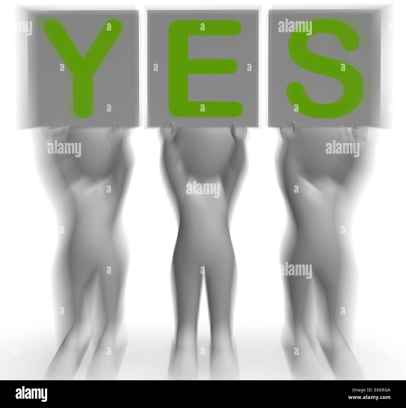 Yes Placards Showing Positivity Success And Approval Stock Photo - Alamy