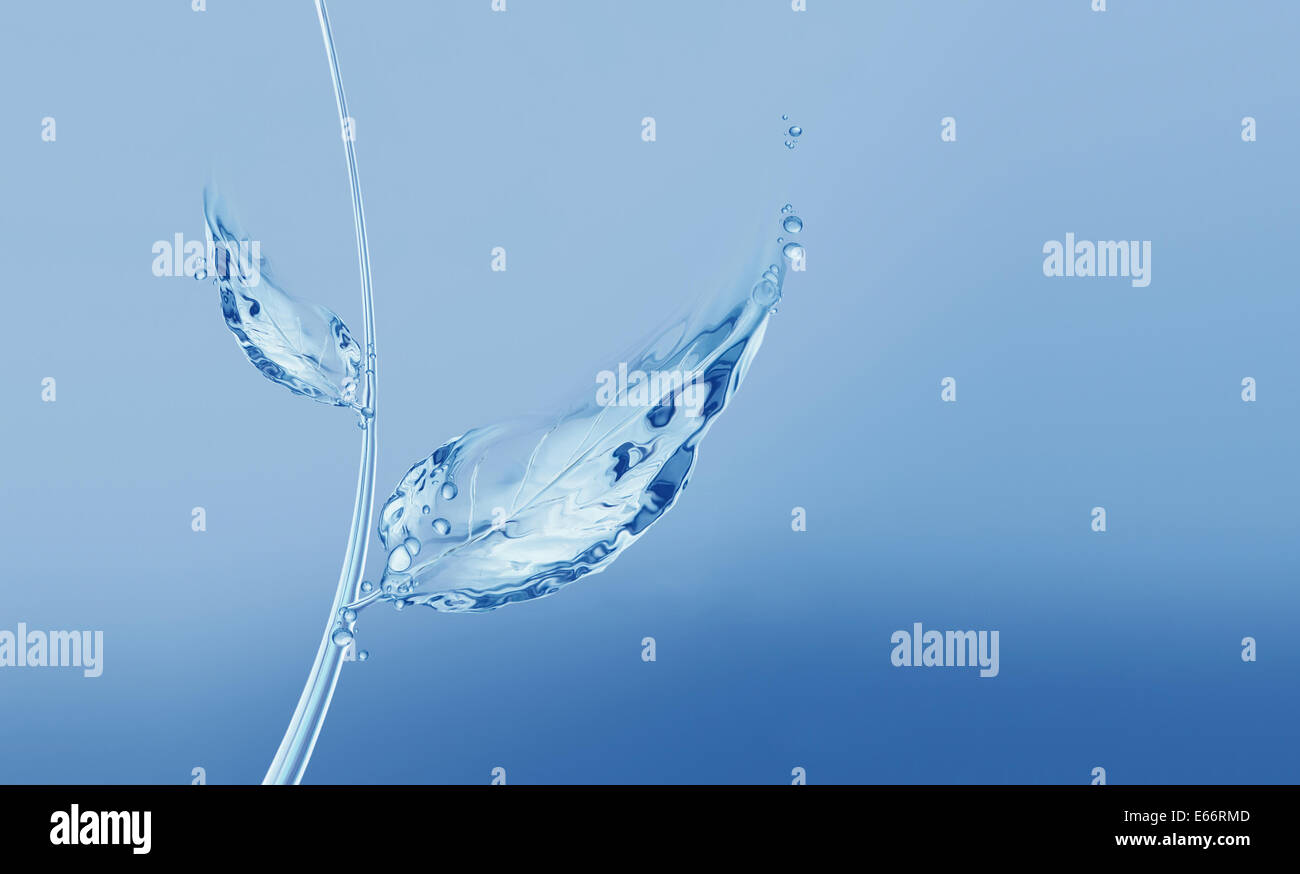 A stem with leaves made of water. It could symbolize life through water ...