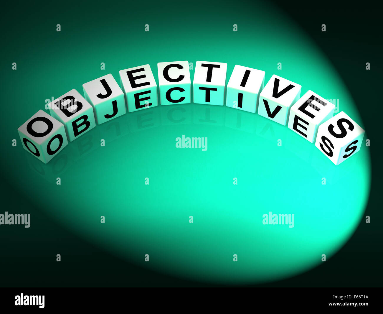 Objectives Dice Showing Motivation Aims and Goals Stock Photo - Alamy