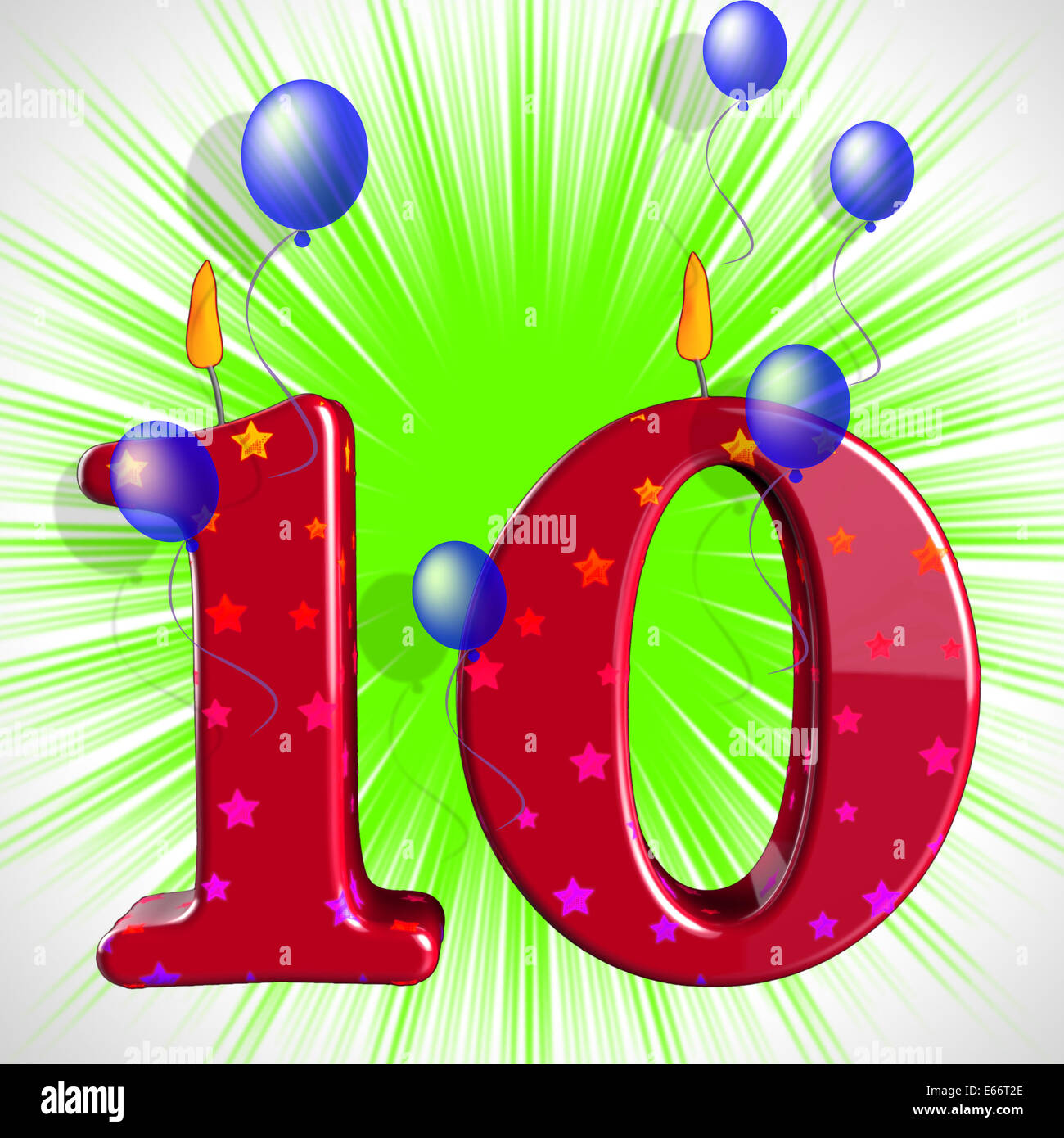 Number Ten Party Meaning Numeral Candles Or Celebration Candles Stock ...
