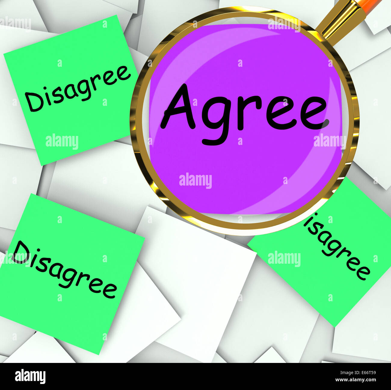 Agree Disagree Post-It Papers Meaning For Or Against Stock Photo - Alamy