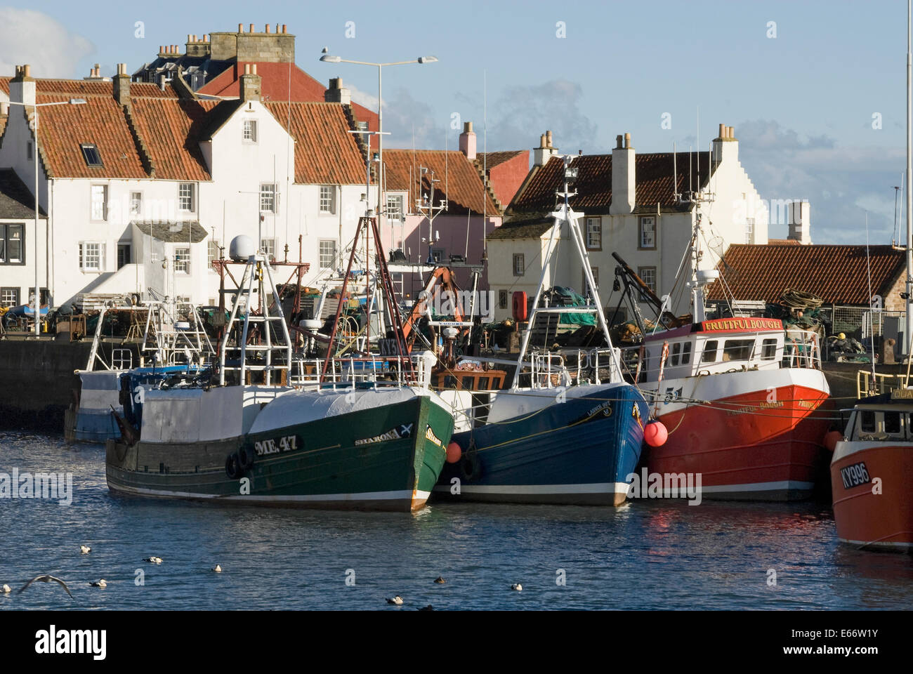 Fishing boats in picturesque Crail Harbour East Neuk, Fife, Scotland ...