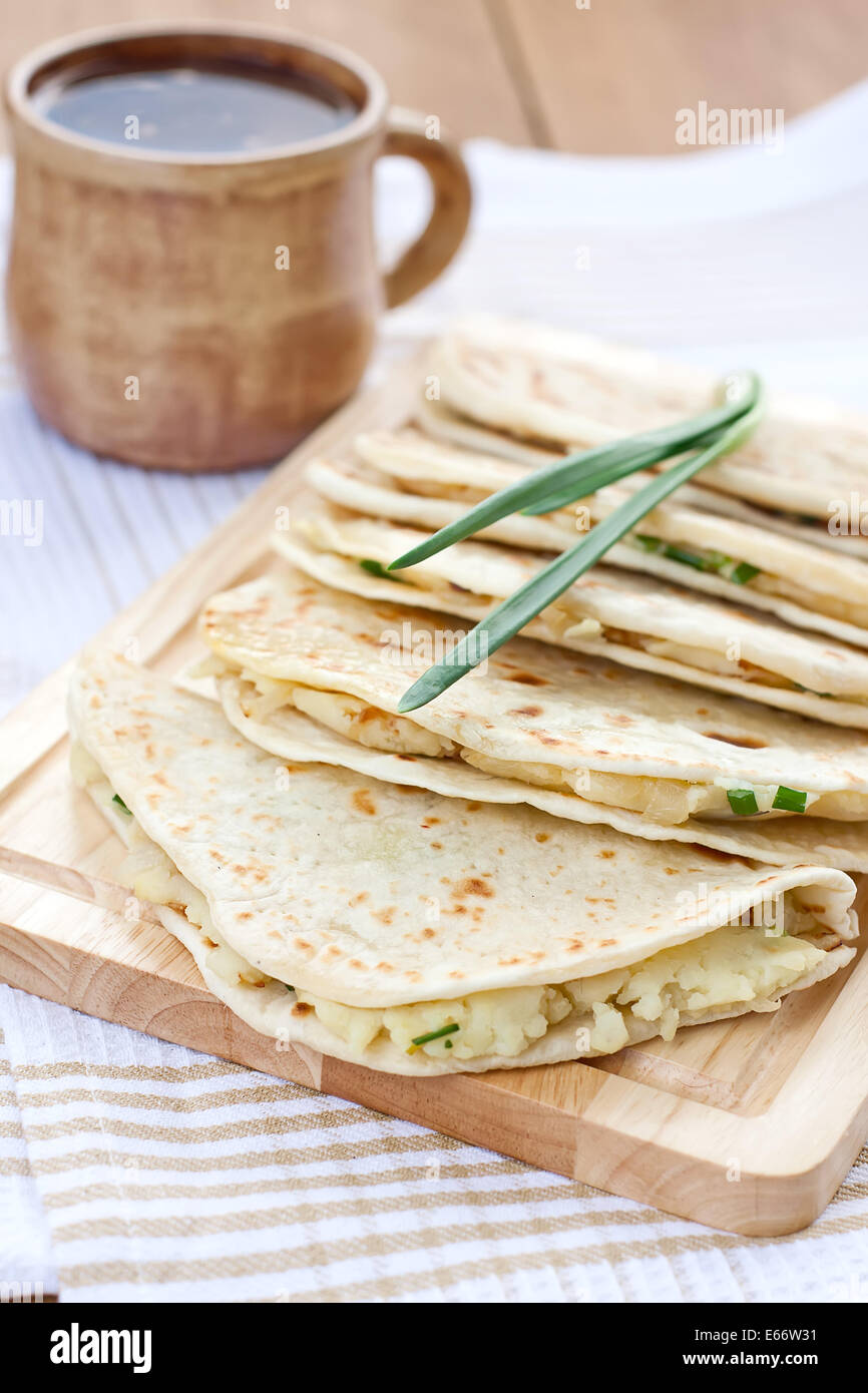 Kystyby - traditional bashkir flatbread with mashed potato and spring ...