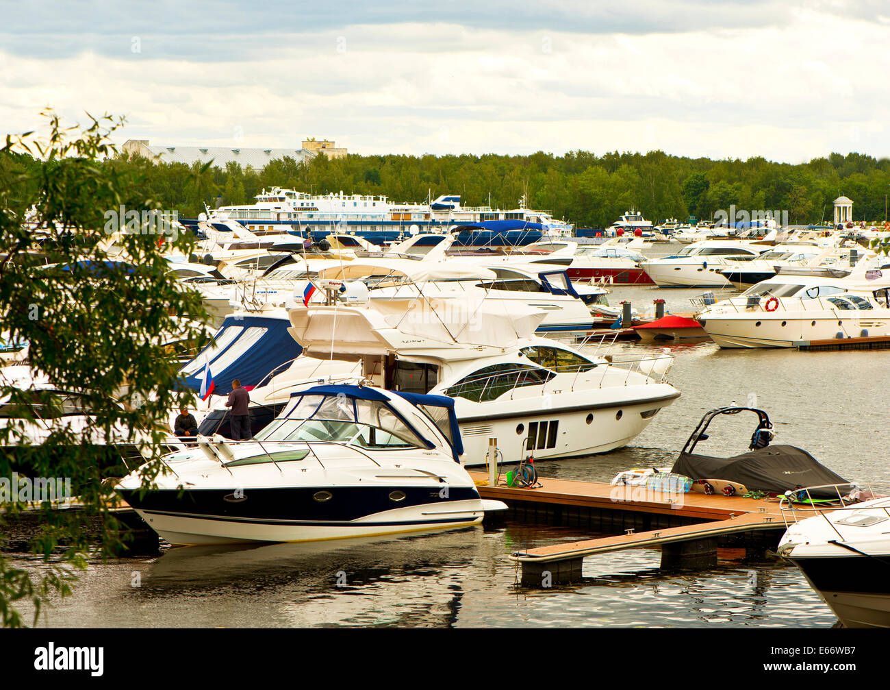 parked motor yachts and boats Stock Photo - Alamy