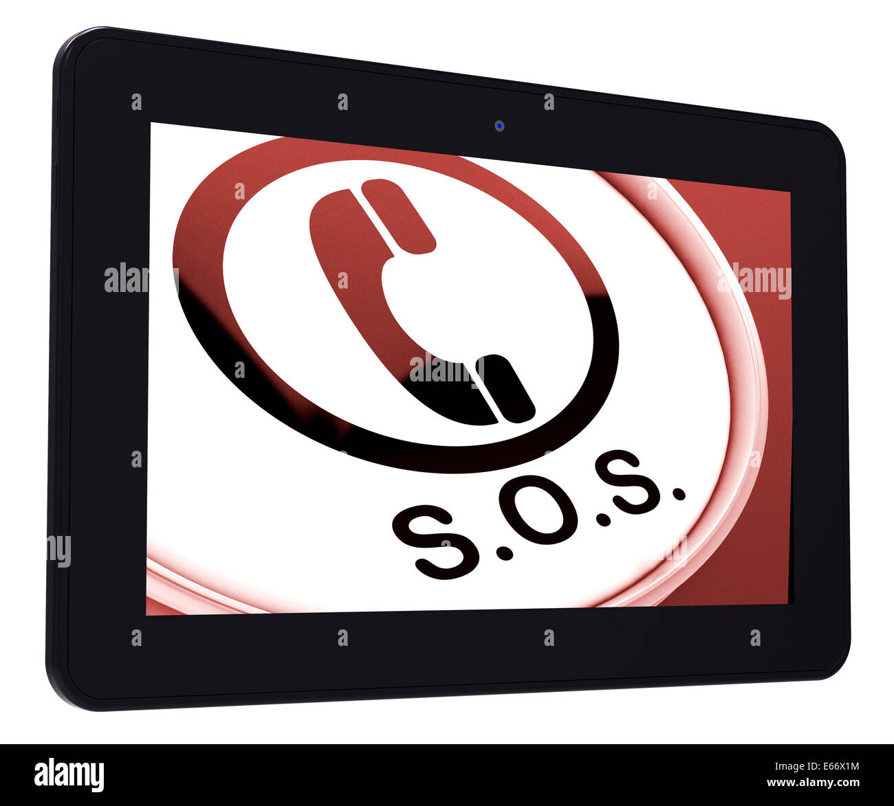 SOS Tablet Showing Call For Urgent Help Stock Photo - Alamy