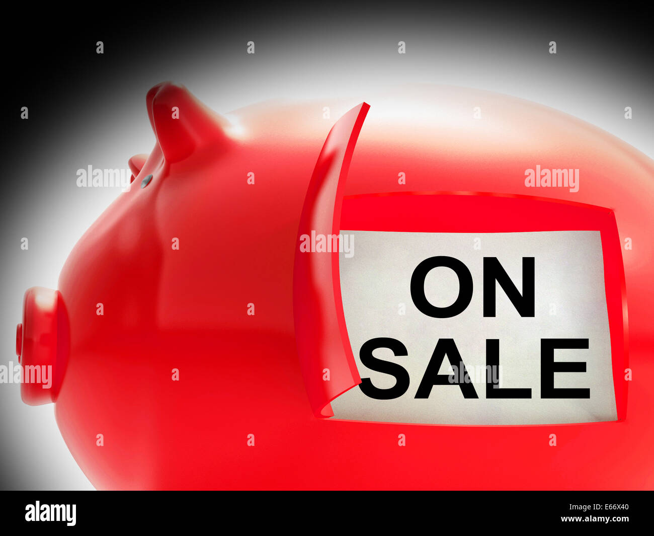 On Sale Piggy Bank Message Showing Discounts And Promotion Stock Photo ...