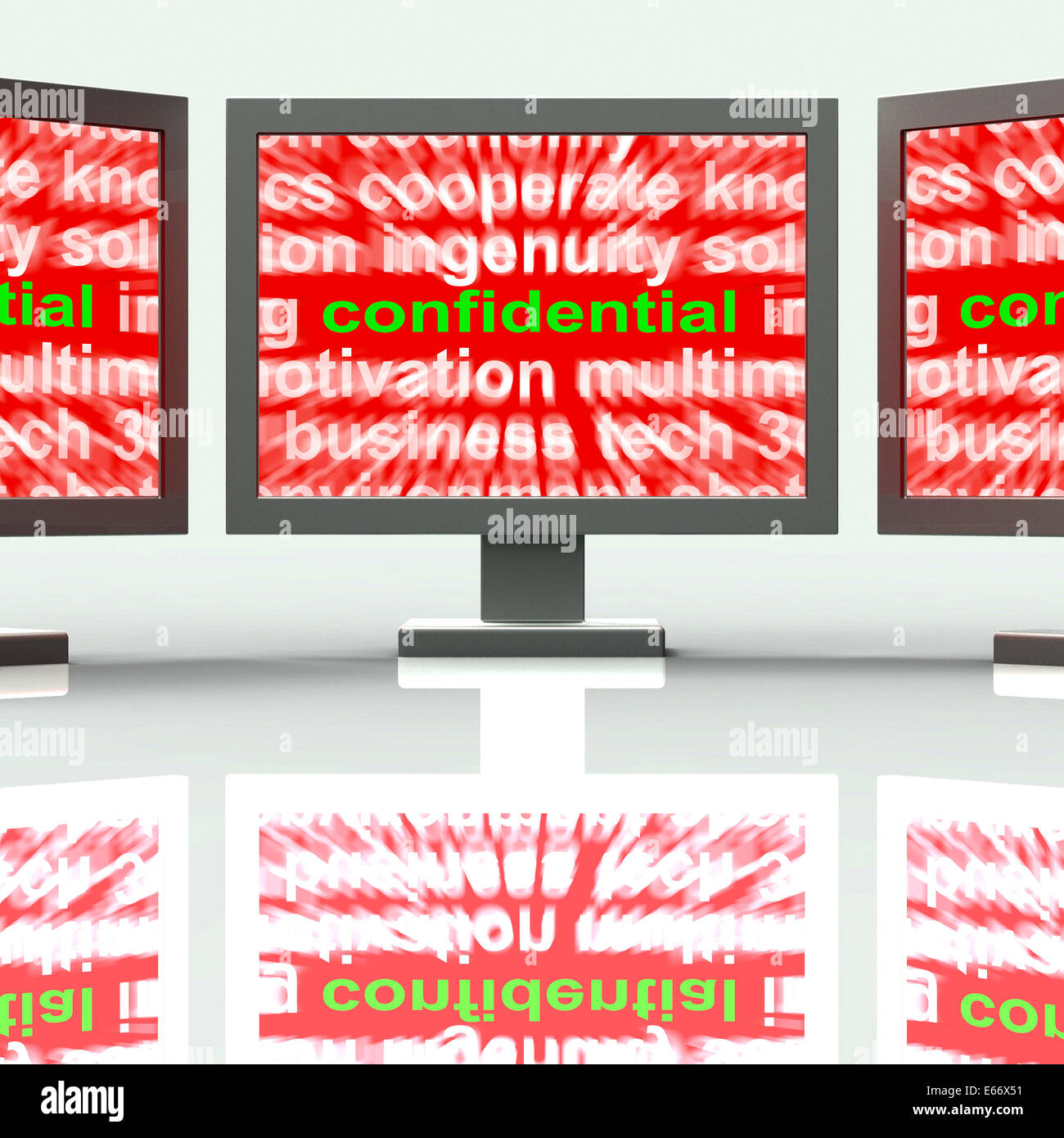 Confidential Monitors Showing Private Or Secret Document Stock Photo ...