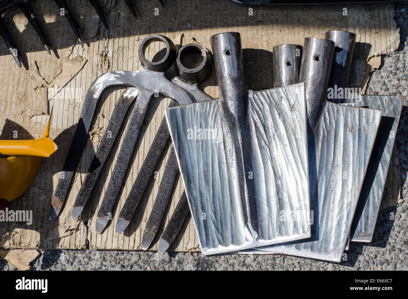 new agricultural tools on a market in italy Stock Photo - Alamy