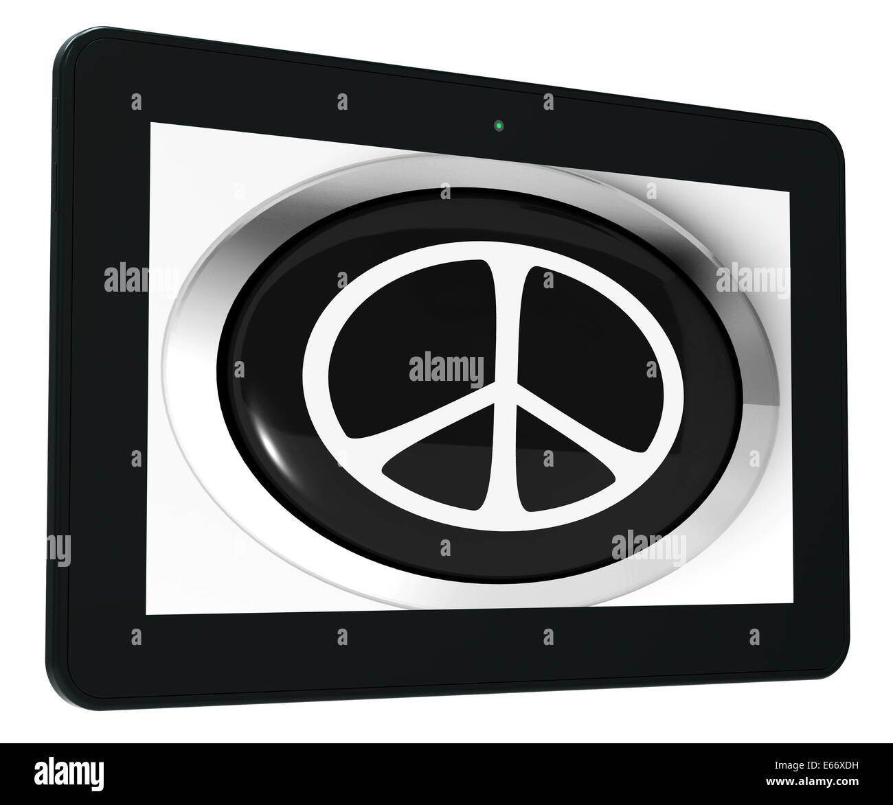 Peace Sign Tablet Showing Love Not War Stock Photo - Alamy
