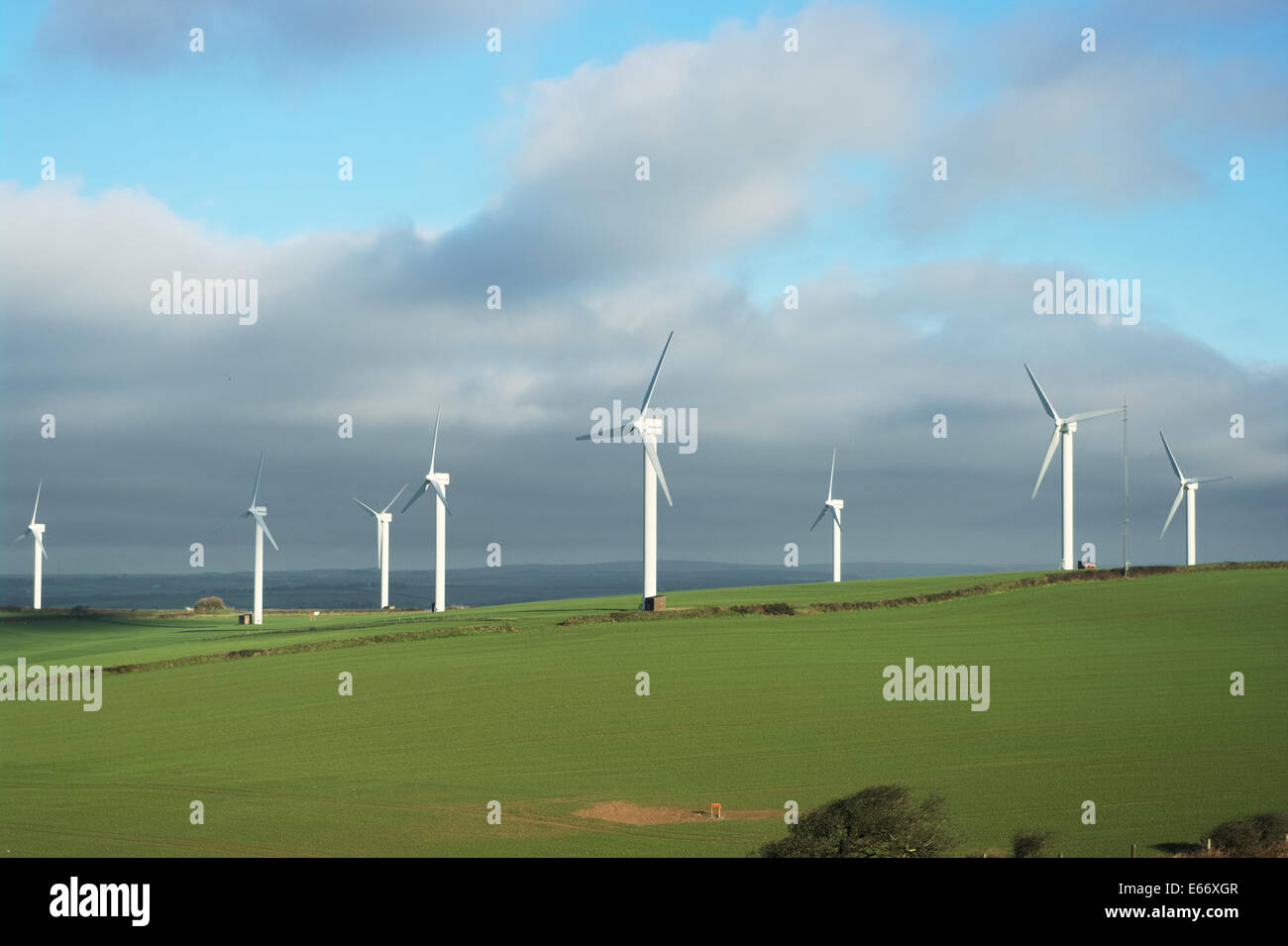 Wind Farm At Carland Cross Cornwall UK Stock Photo - Alamy