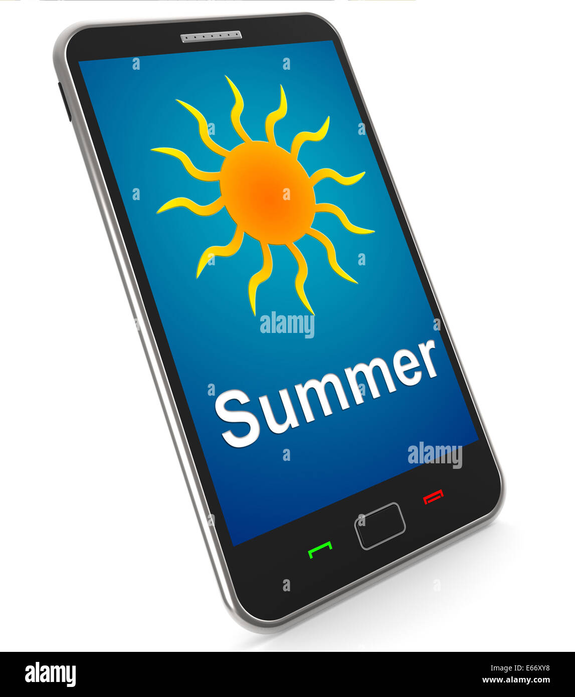 Summer On Mobile Meaning Summertime Season Stock Photo - Alamy