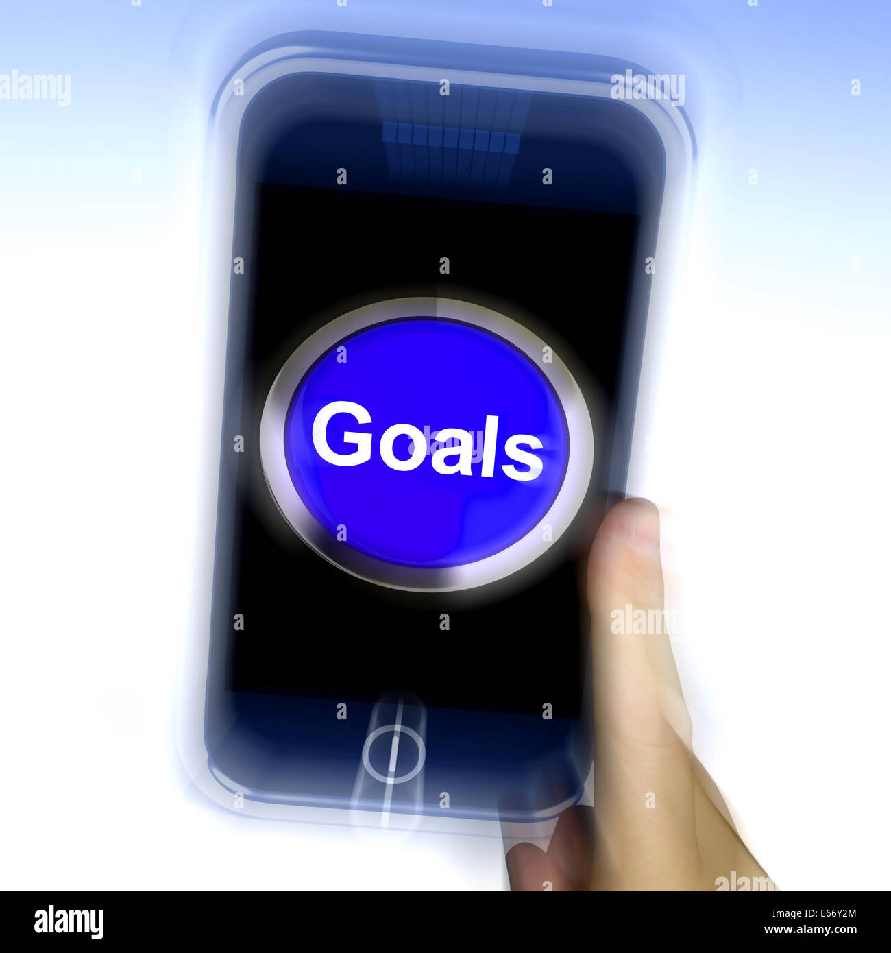 Goals On Mobile Phone Showing Aims Objectives Or Aspirations Stock ...
