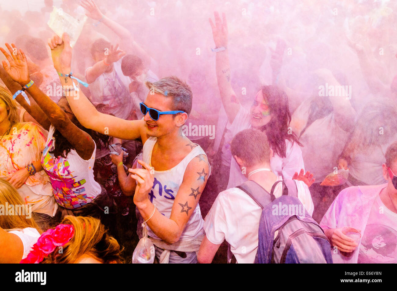 Belfast, Northern Ireland 15 August 2014 - Holi One Festival of Colour is celebrated by the ...