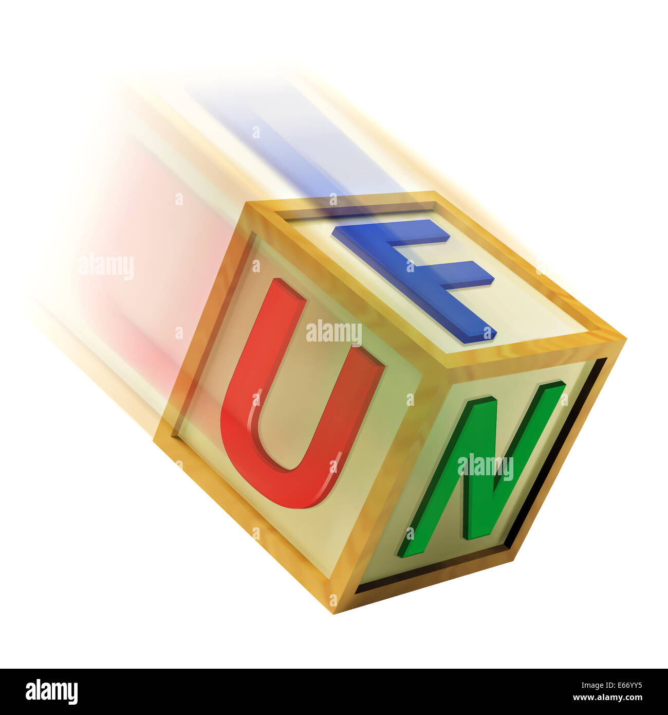 Fun Wooden Block Showing Enjoyment Playing And Recreation Stock Photo ...