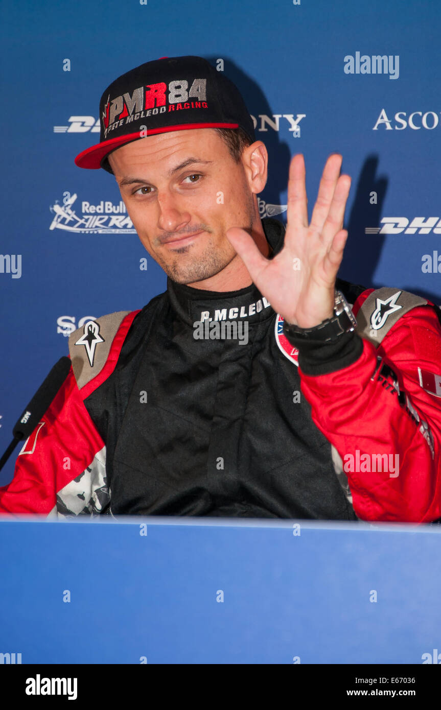 Pilot Pete McLeod at the UK round of the Red Bull Air Race held at the ...