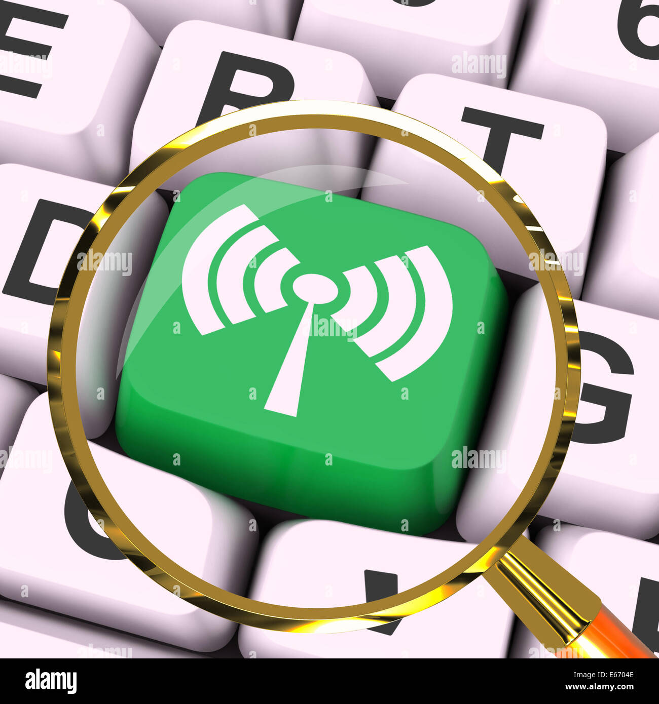 Wifi Key Magnified Showing Wireless Internet Access Transmitter Stock ...