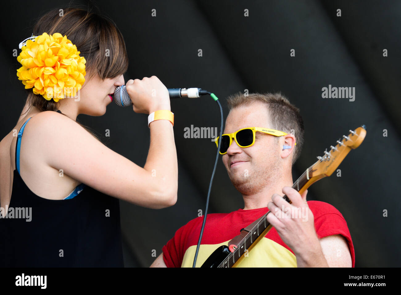London, UK. 16th August 2014 : DJ Anna Poppa and her band members live ...