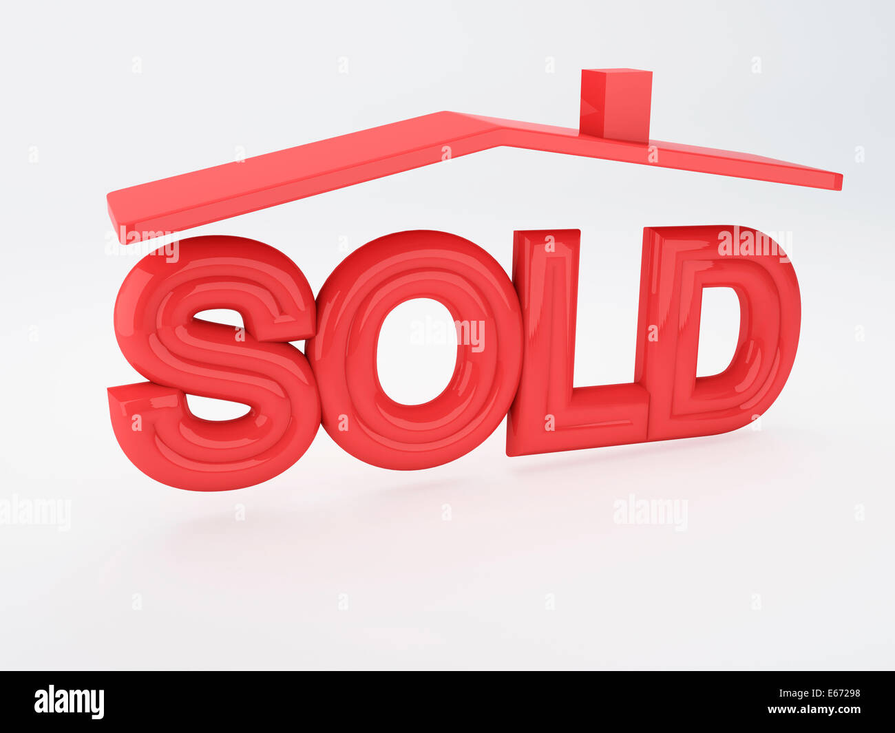 image of red sold house 3d illustration. isolated white Stock Photo - Alamy
