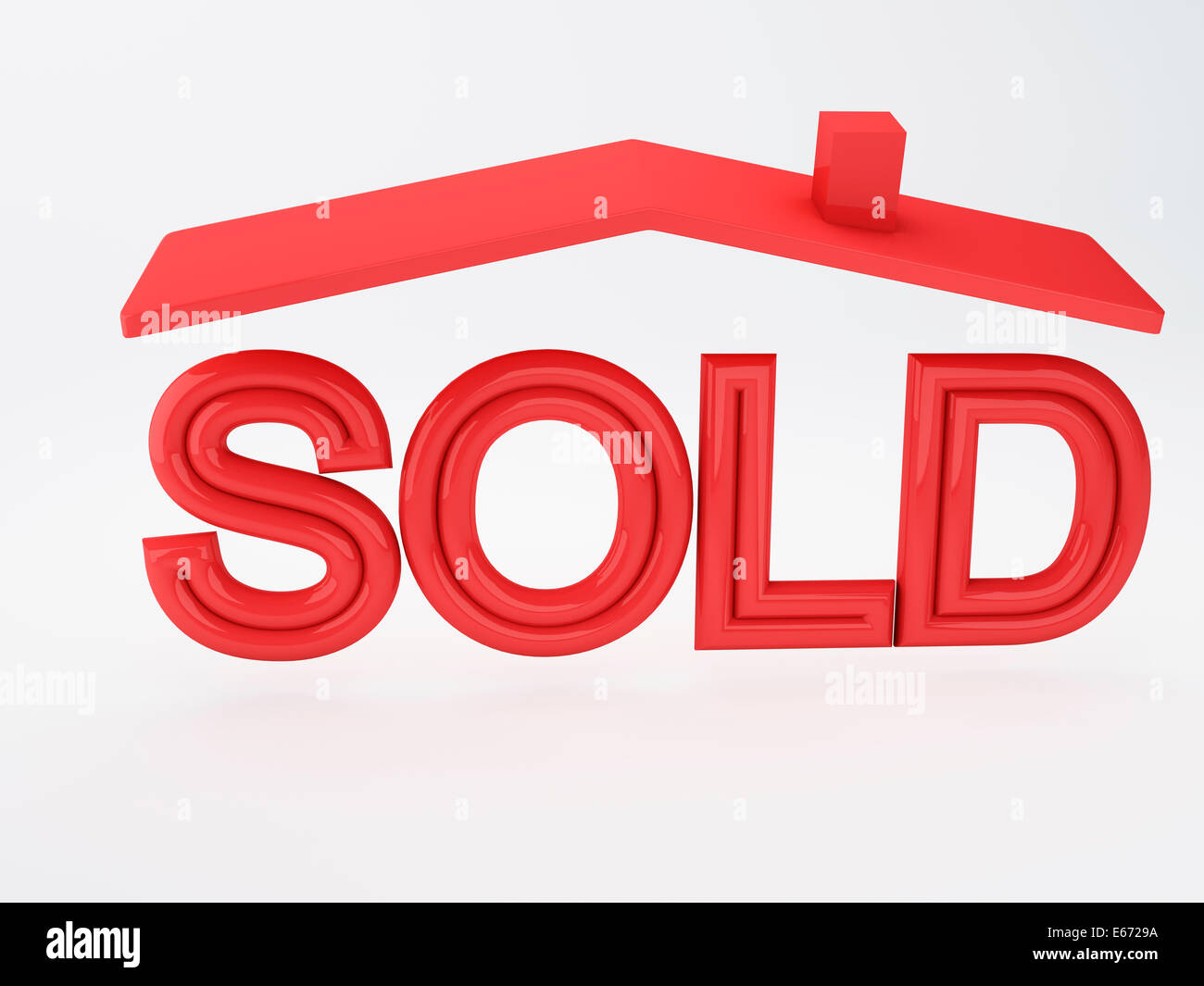 image of red sold house 3d illustration. isolated white Stock Photo - Alamy