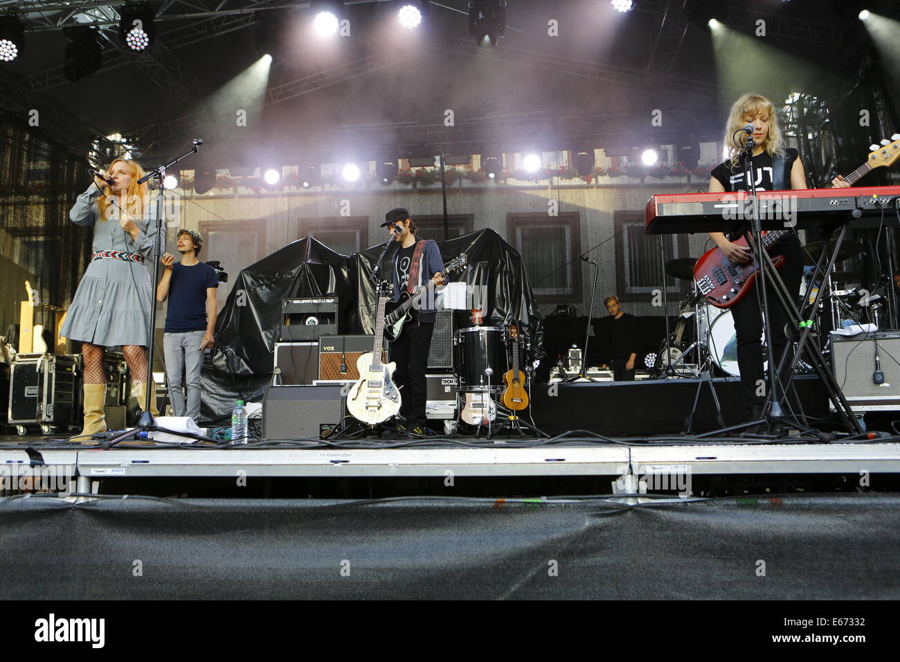 Worms, Germany. 16th August 2014. German singer Judith Holofernes (left ...