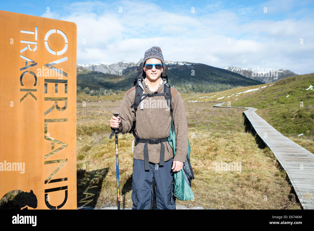 Hiker, Overland track, Tasmania Stock Photo - Alamy