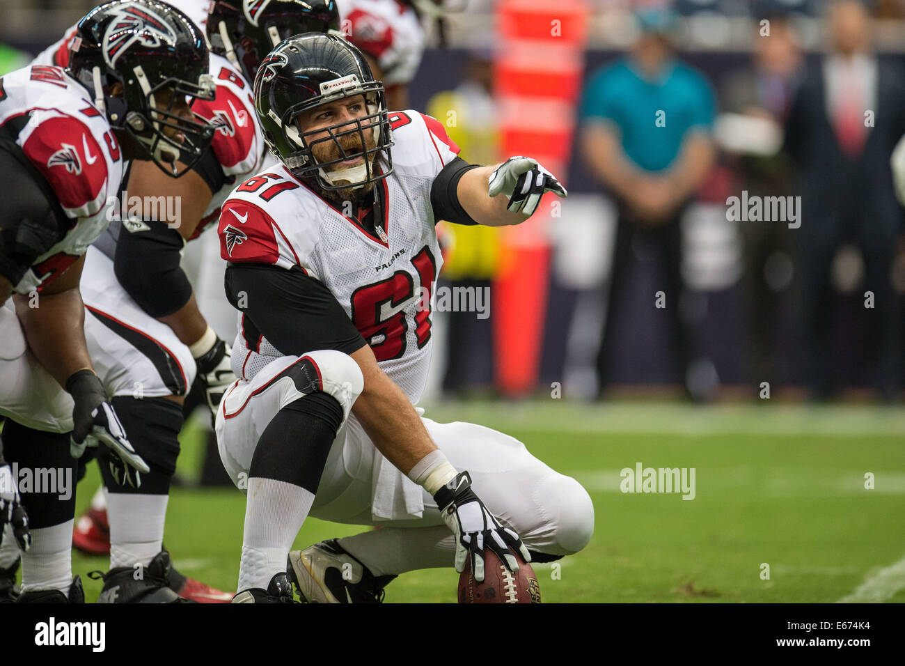 Houston, Texas, USA. 16th Aug, 2014. Atlanta Falcons center Joe Hawley ...