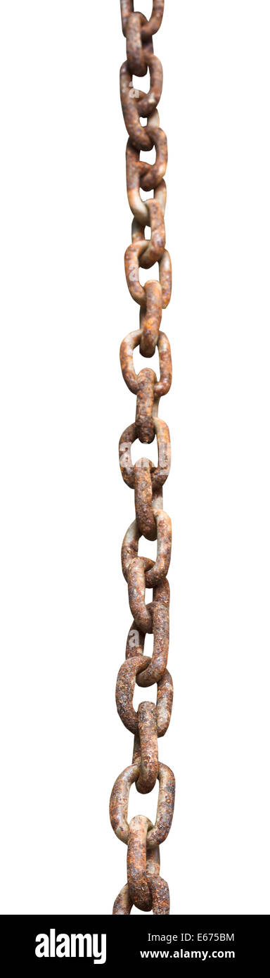 old rusty steel chain close up isolated on white background Stock Photo ...