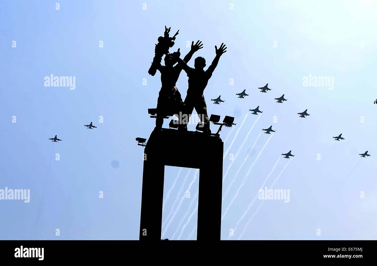 Jakarta, Indonesia. 17th Aug, 2014. Indonesian Air Force jet fighters ...
