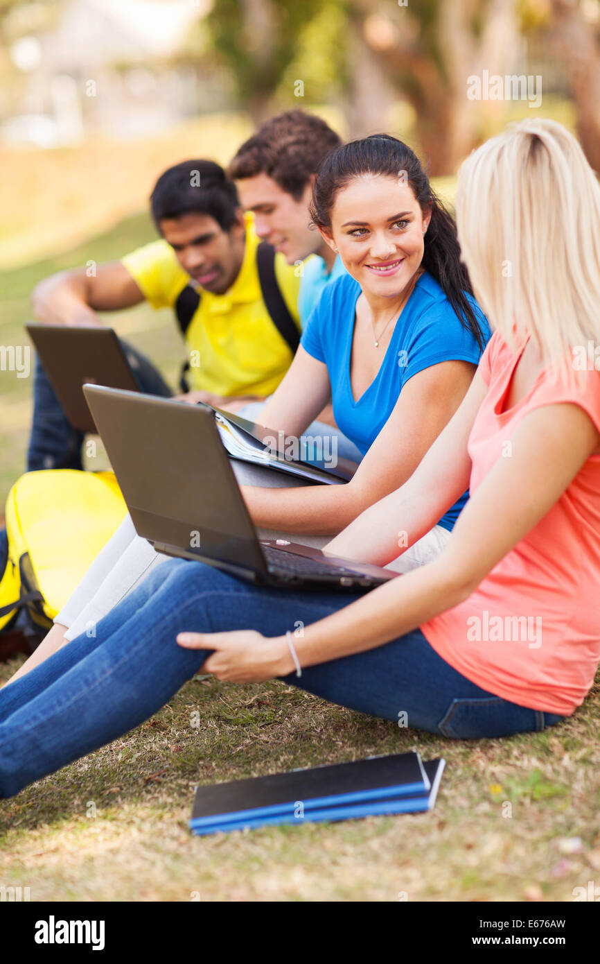 cheerful college students relaxing outdoors on campus Stock Photo - Alamy
