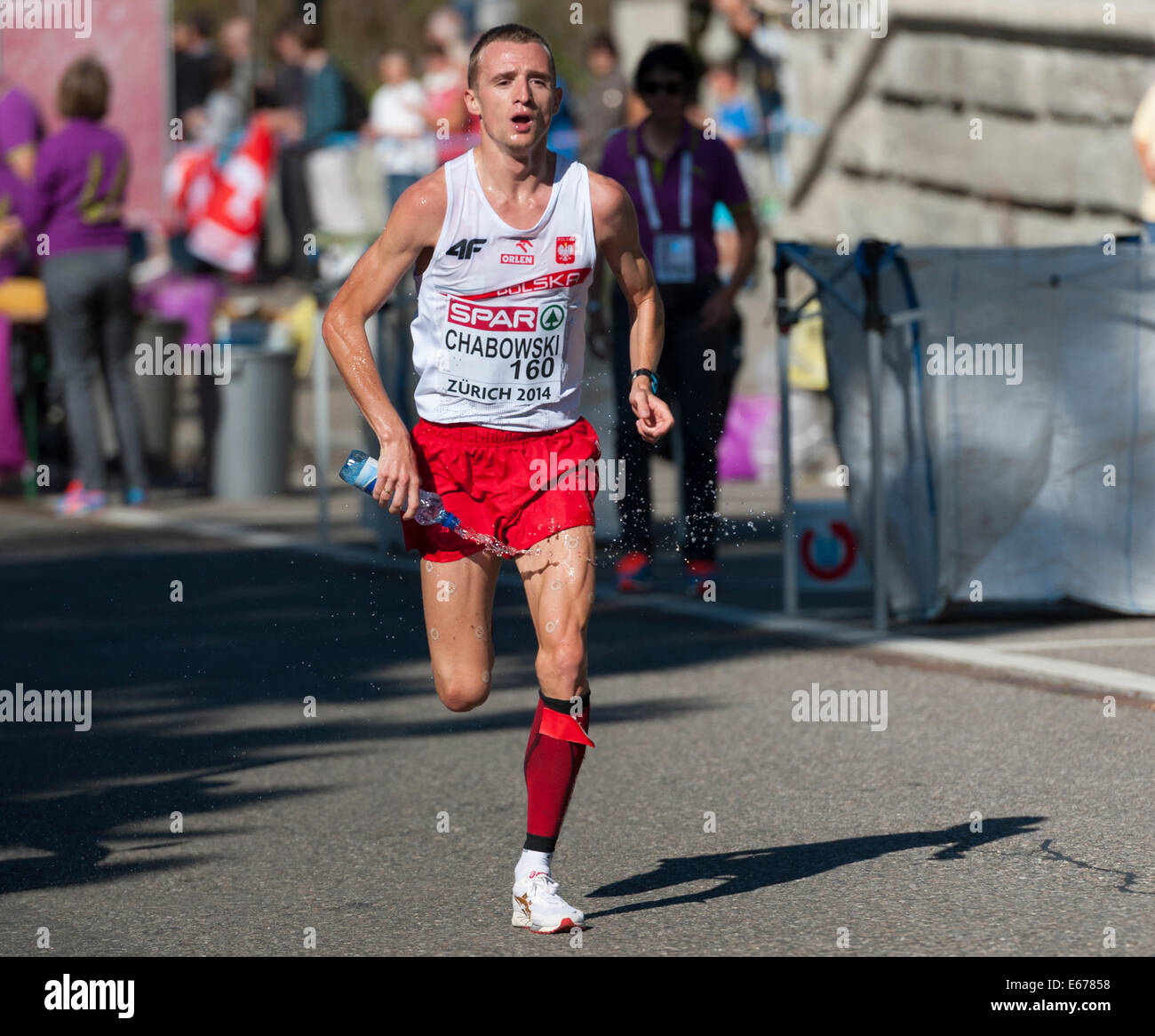 Zurich, Switzerland. 17th Aug, 2014. Marcin Chabowski (POL) is leading ...