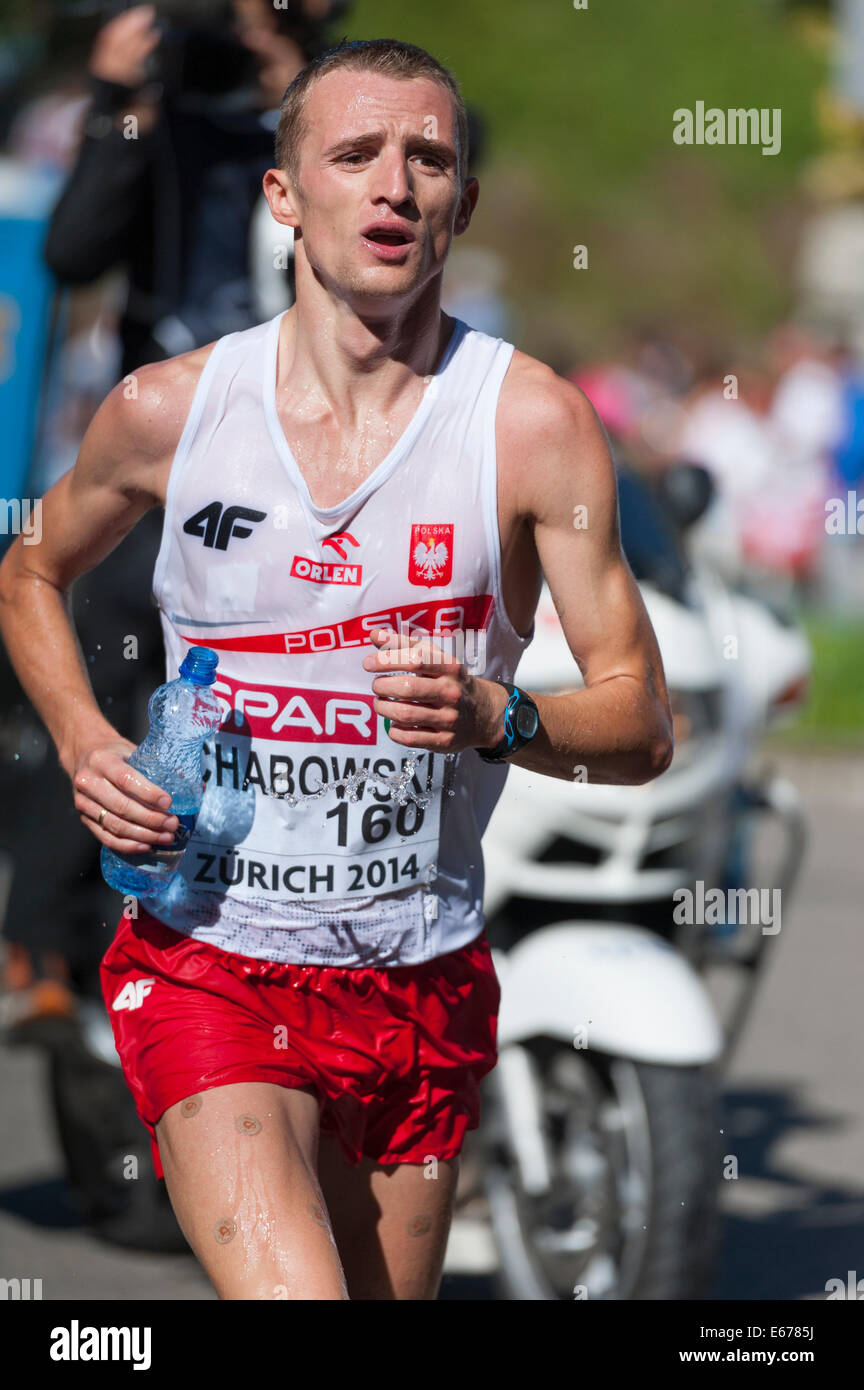 Zurich, Switzerland. 17th Aug, 2014. Marcin Chabowski (POL) is leading ...